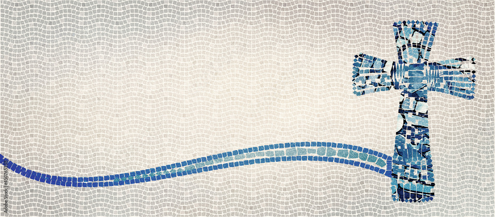 Crucifix mosaic. Christian banner Stock Illustration | Adobe Stock