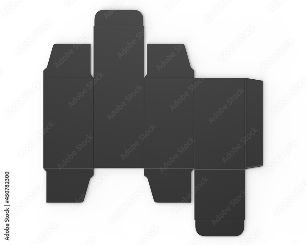 Blank unfolded paper packaging box template, 3d render illustration ...