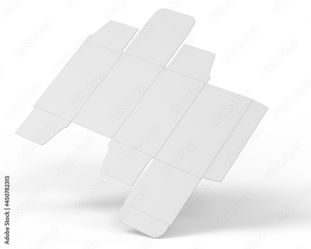 Poster Blank unfolded paper packaging box template, 3d render ...