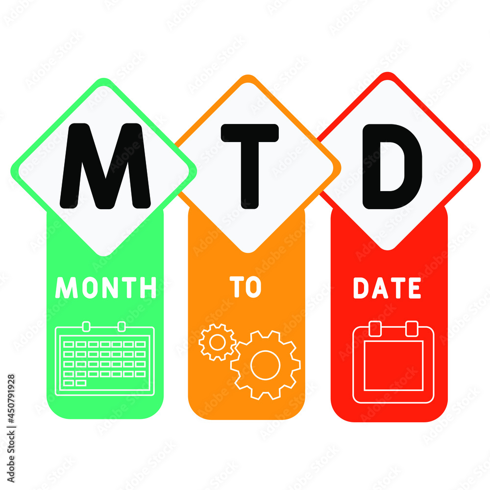 MTD - Month To Date acronym. business concept background. vector ...