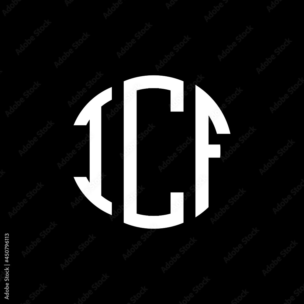 ICF letter logo design. ICF modern letter logo with black background. ICF creative letter logo ...