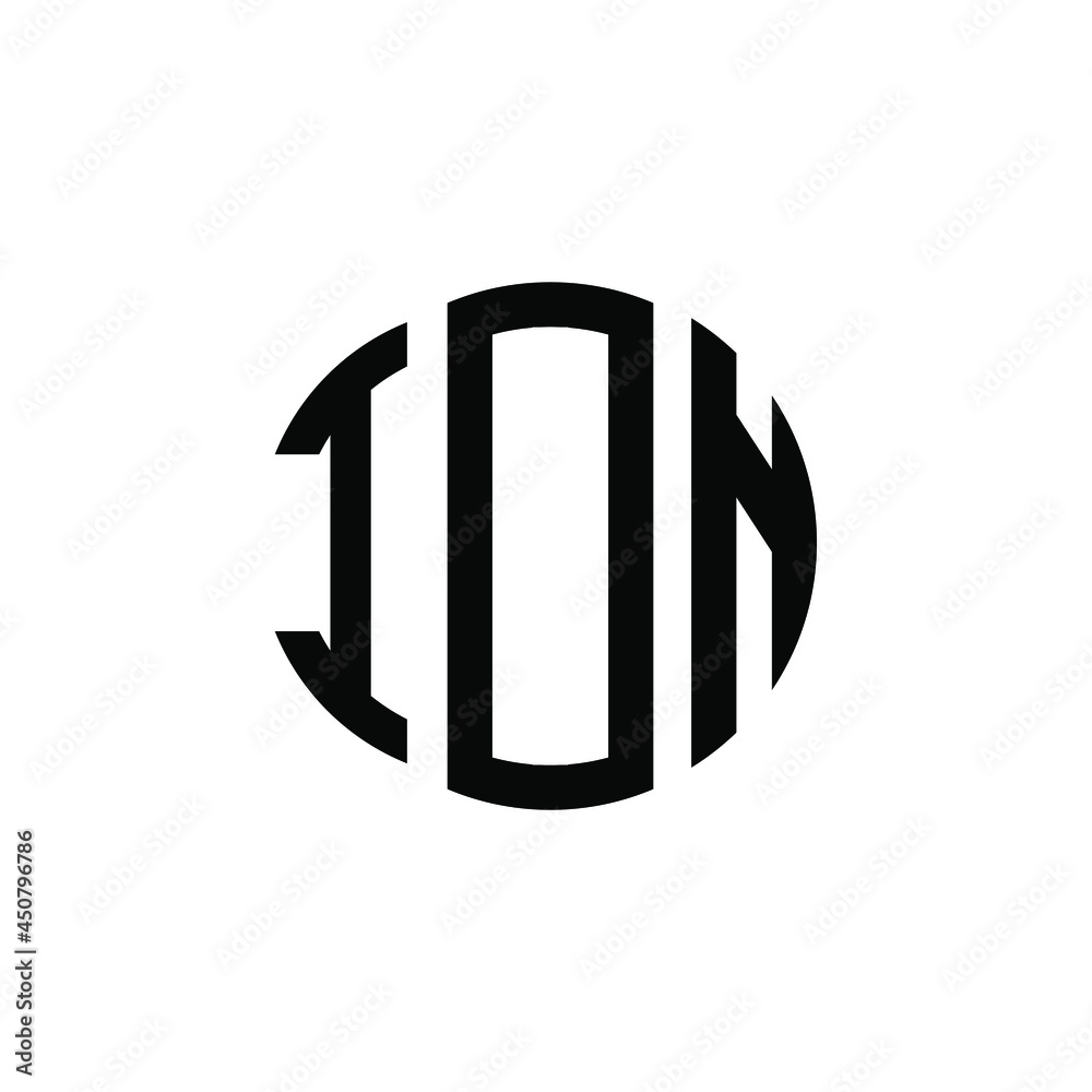 ION letter logo design. ION modern letter logo with black background ...