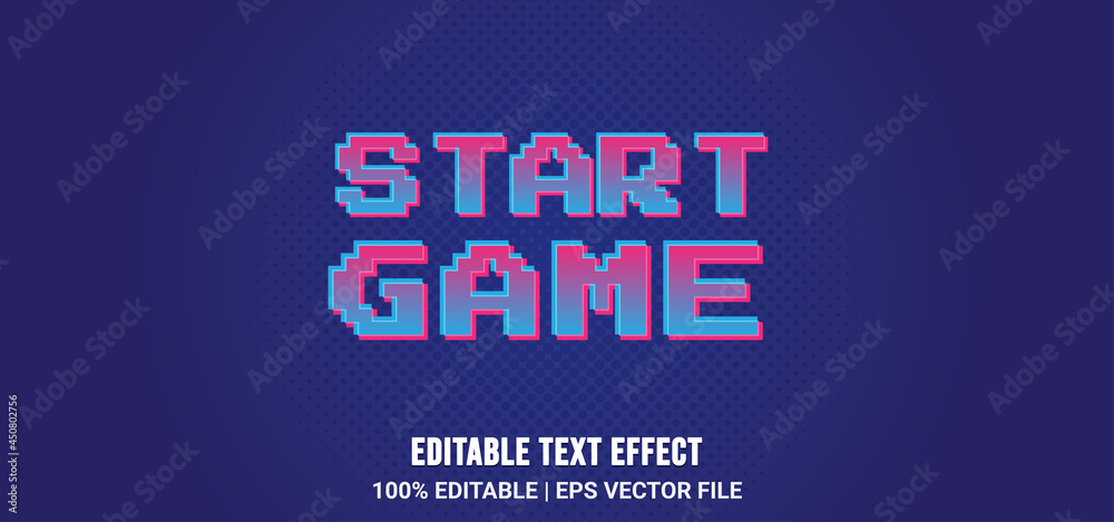 Start game editable text effect style design template Stock Vector ...