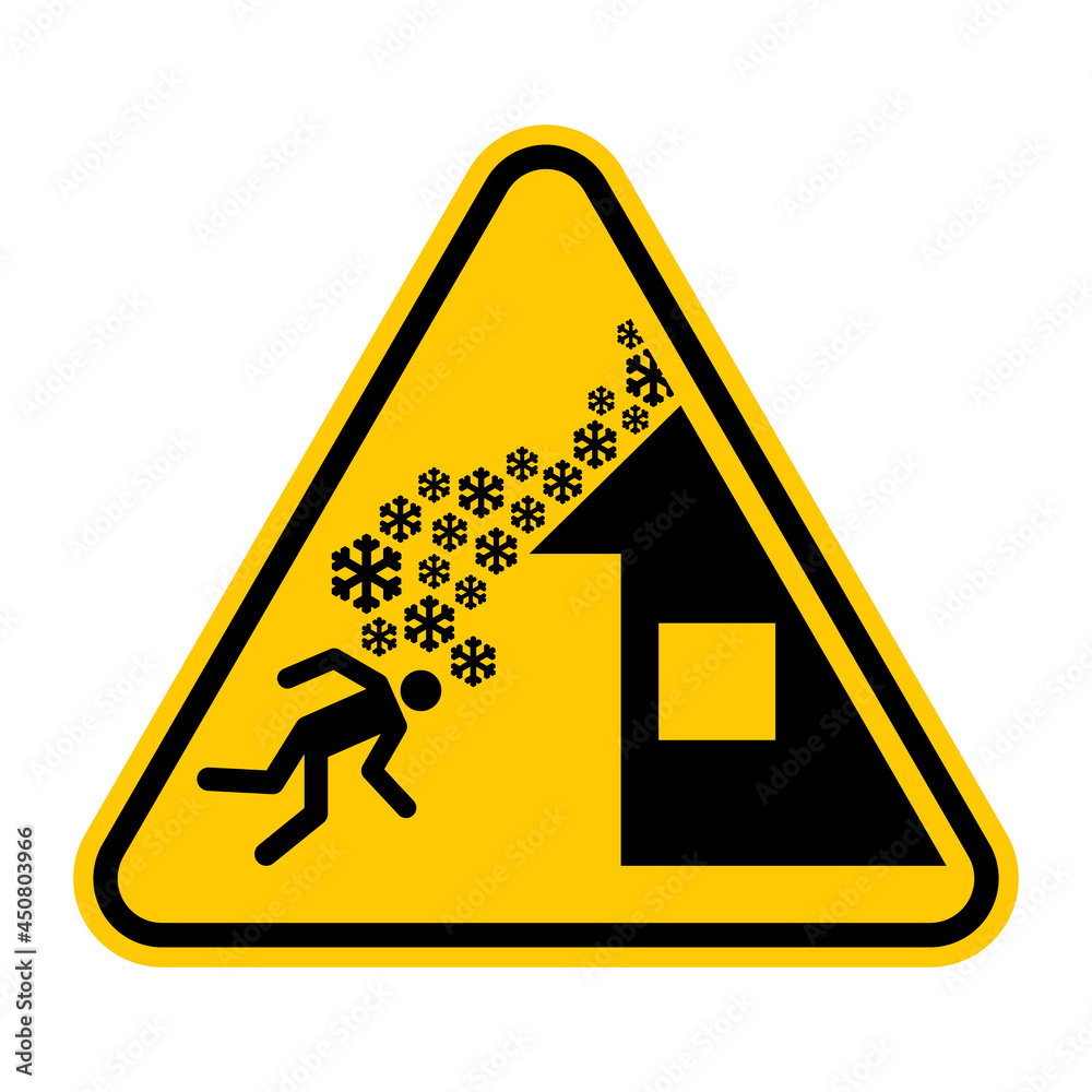 Roof avalanche sign. Vector illustration of yellow triangle warning ...