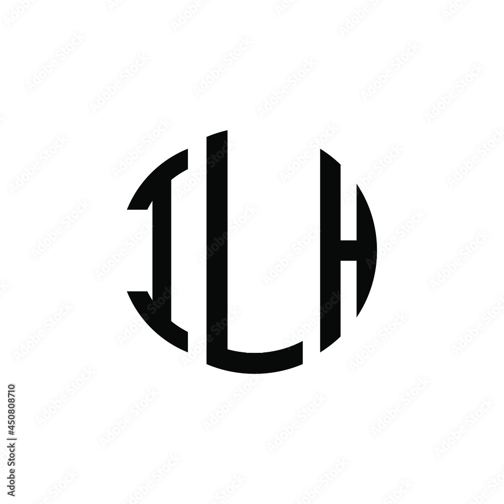ILH letter logo design. ILH modern letter logo with black background ...
