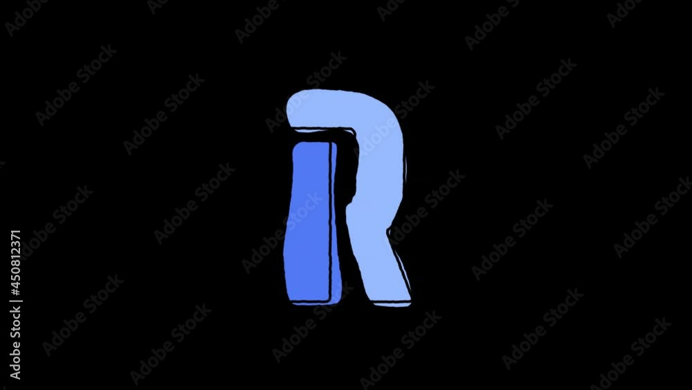 Letter R. 4K video. Alpha channel, transparent background. Contrasting ...