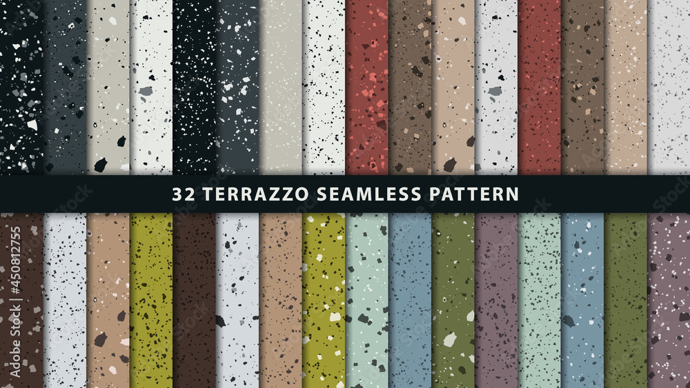 Set of terrazzo seamless patterns. Terrazzo floor pattern. Terrazzo ...