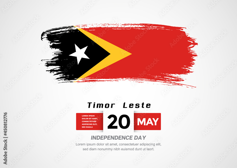 Happy Independence Day of Timor Leste. Abstract country flag on hand ...