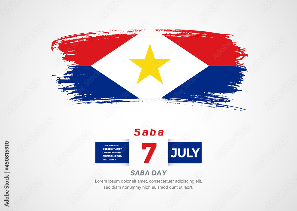 Happy Saba Day. Abstract country flag on hand drawn brush stroke vector ...