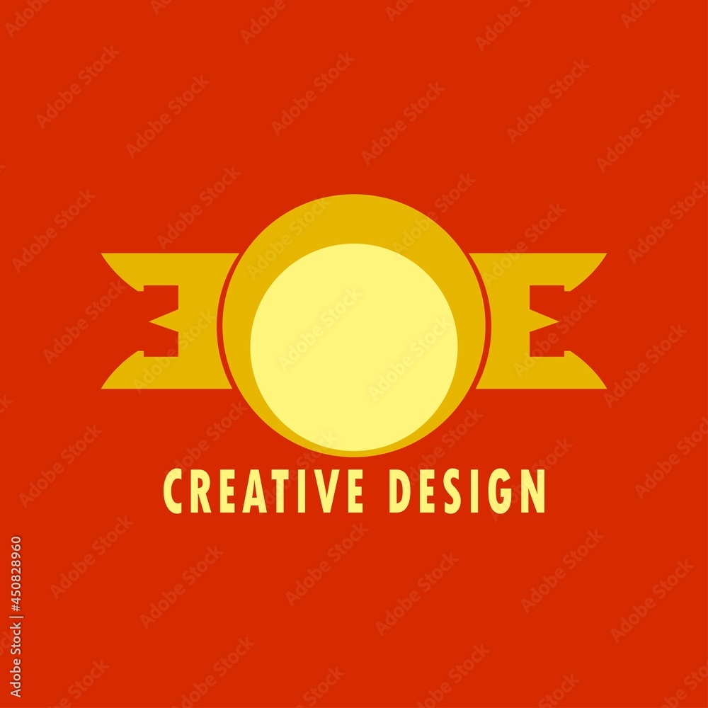 Illustration of a brand logo design template with a ribbon forming the ...