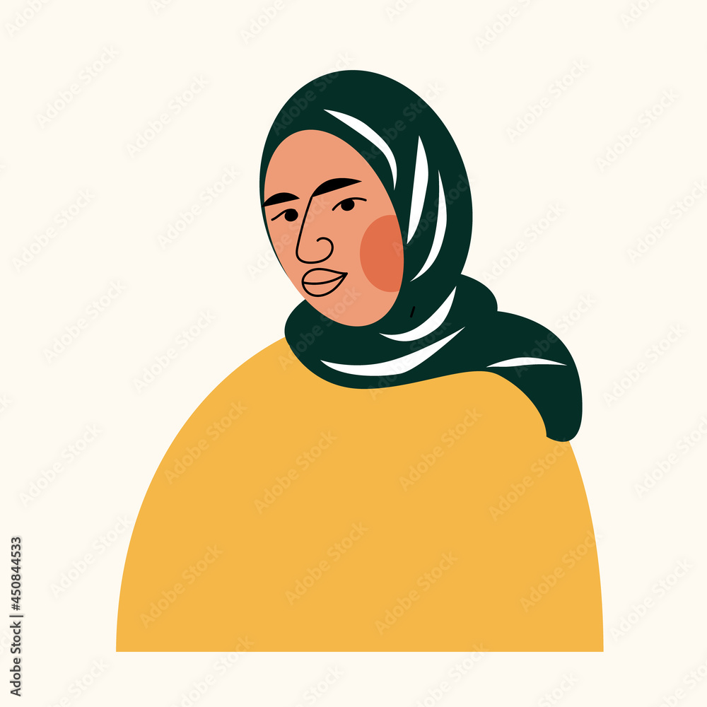 Sad muslim woman or depressed middle-eastern female. Portrait of shy ...