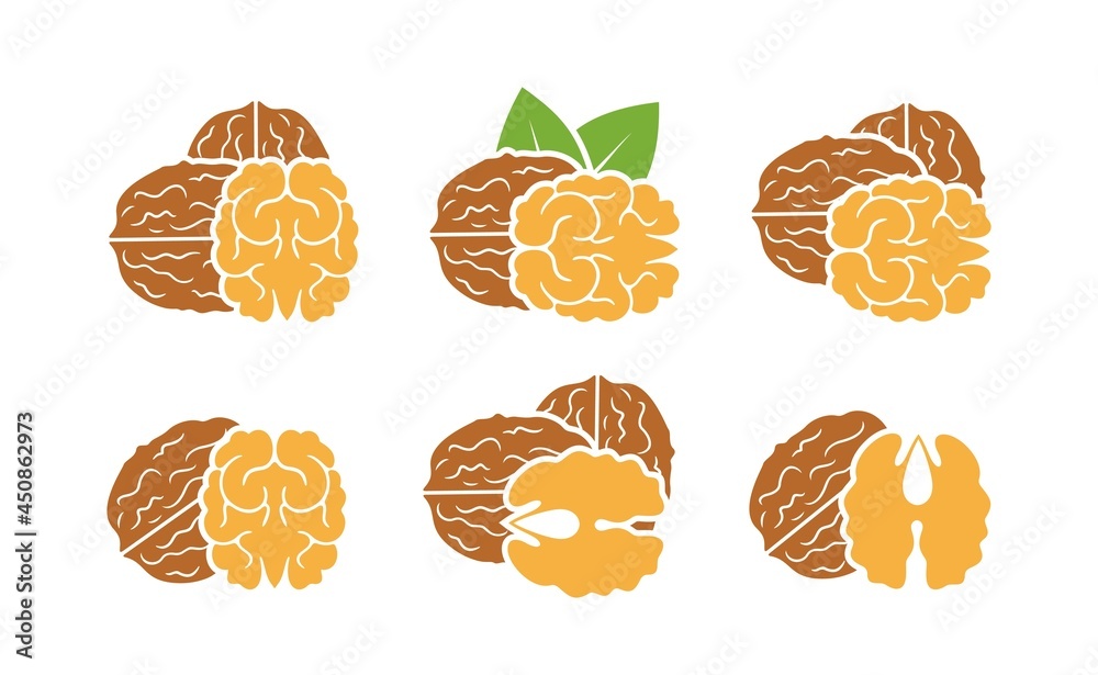 Walnut logo. Isolated walnut on white background. Set Stock Vector ...