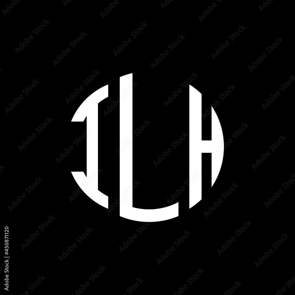 ILH letter logo design. ILH modern letter logo with black background ...