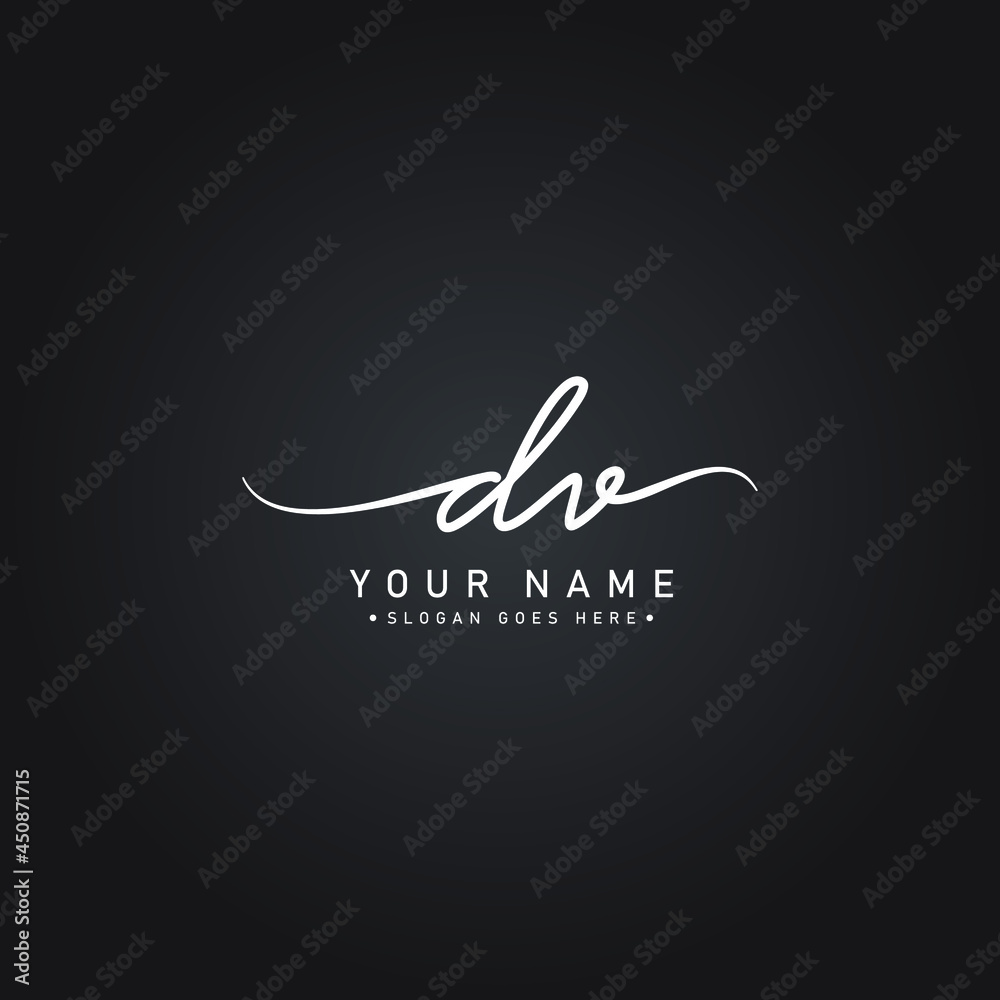Initial Letter DV Logo - Handwritten Signature Logo Stock Vector ...