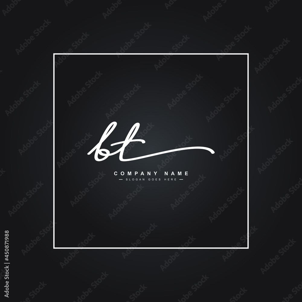 Initial Letter BT Logo - Handwritten Signature Logo Stock Vector ...