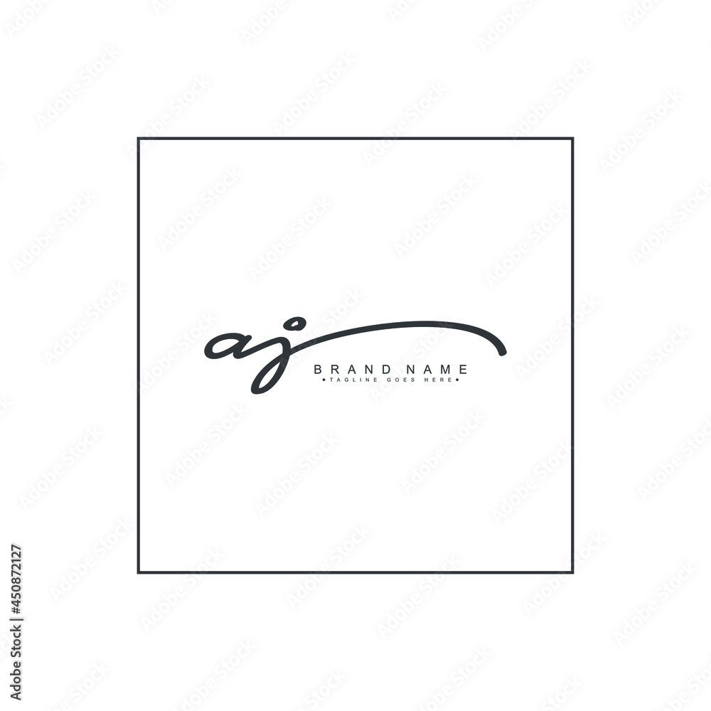 Initial Letter AJ Logo - Handwritten Signature Logo for Alphabet A and ...