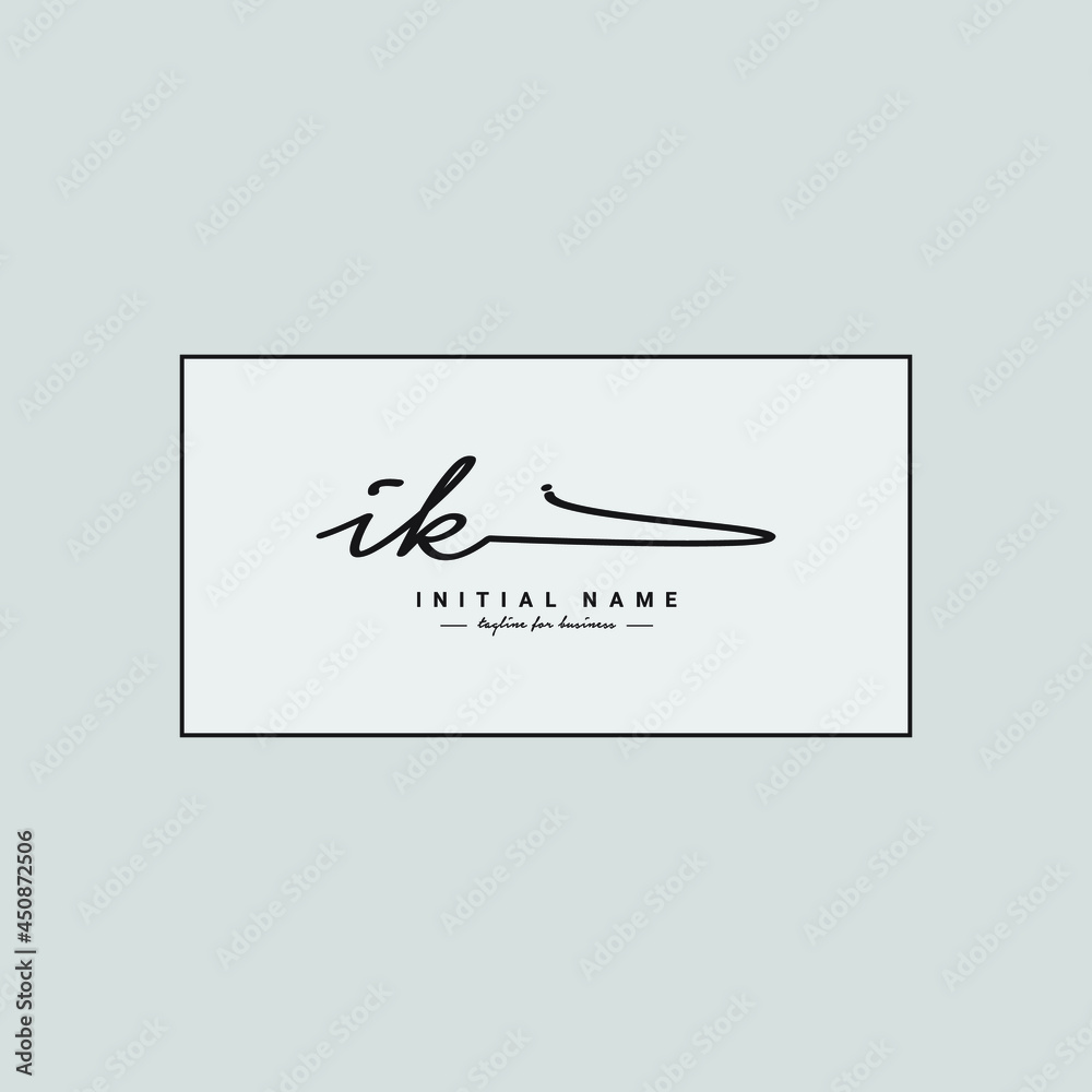 Initial Letter IK Logo - Handwritten Signature Style Logo Stock Vector ...