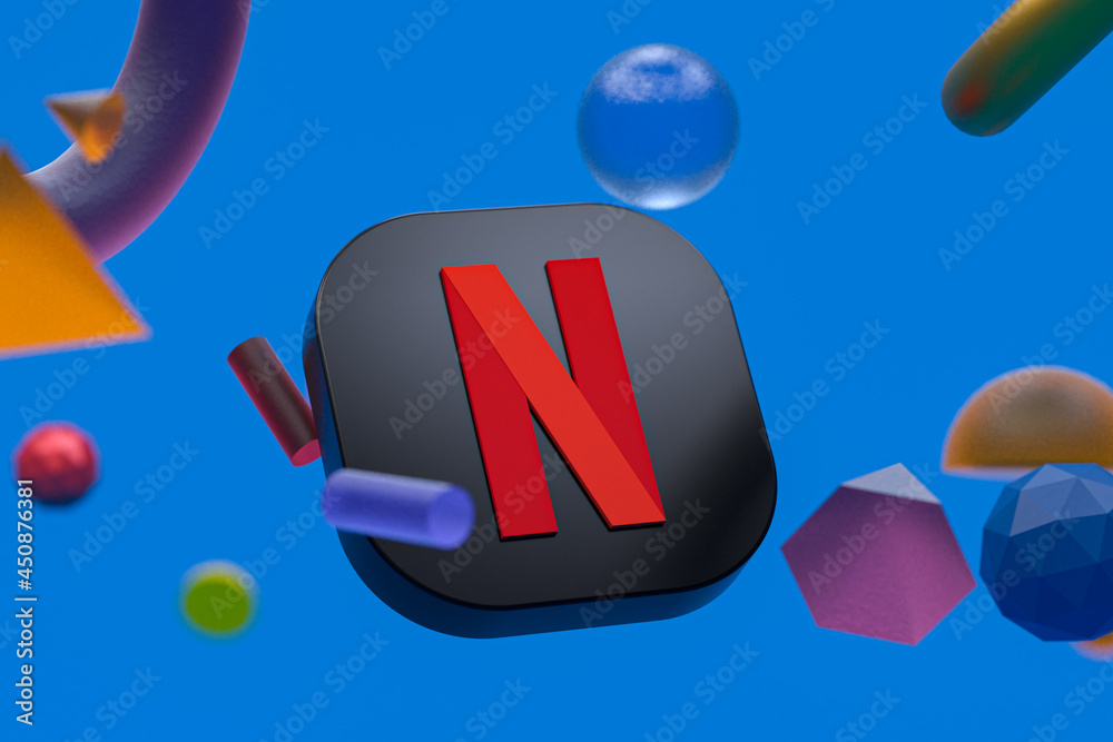 netflix logo on abstract geometry background Stock Photo | Adobe Stock