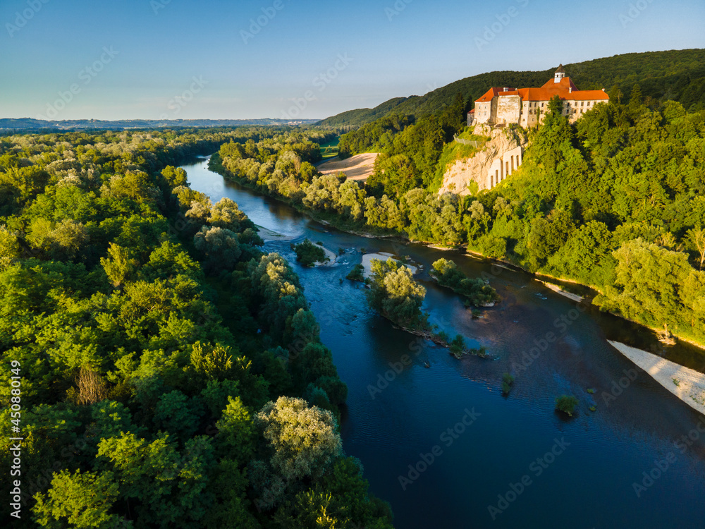 Borl Castle in Dolane Slovenia at Hill Top at Drava River Bank. Gestapo ...