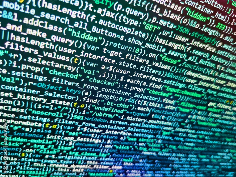 HTML CSS3 source code on lcd screen with black background. Programming ...