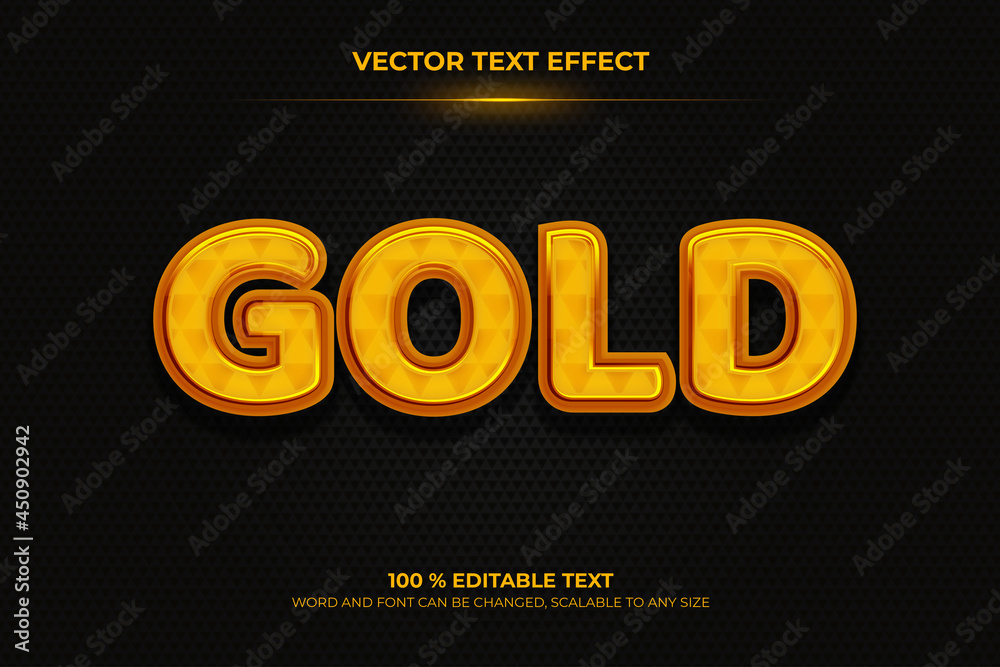 Gold Editable 3d text effect with black color background Stock Vector ...