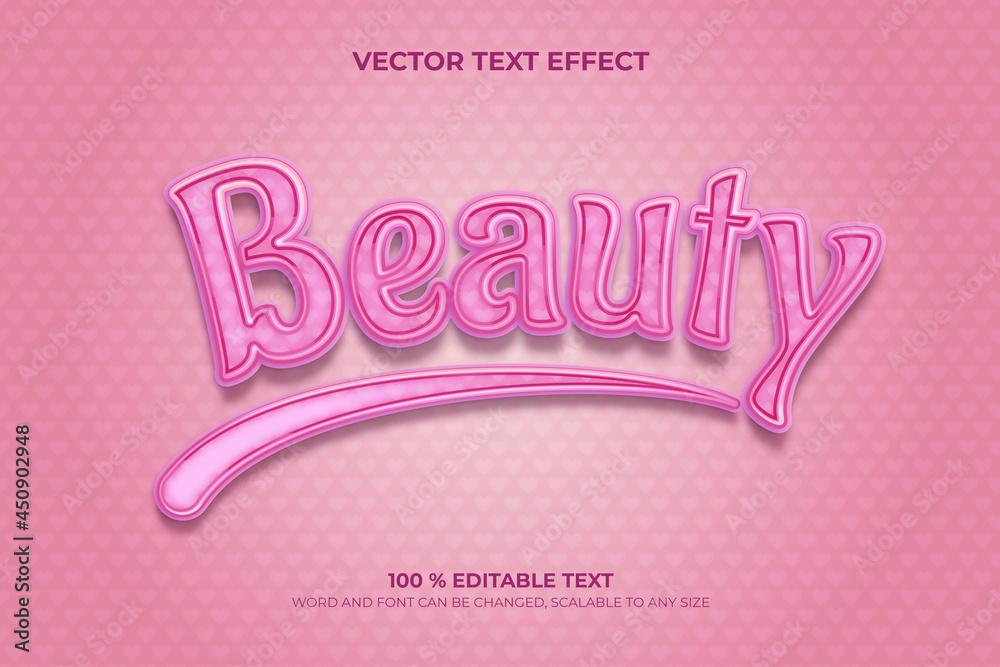 Beauty Editable 3d text effect with pink color background Stock Vector ...