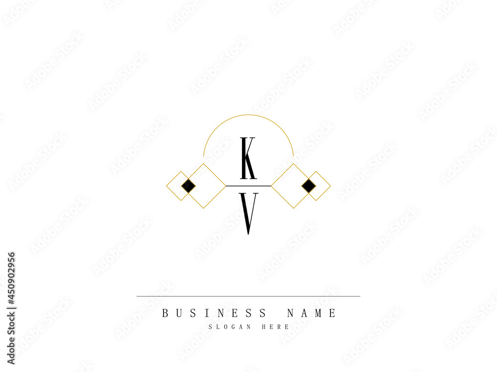 Letter KV Logo, Creative kv Logo Template with Creative Line Art ...
