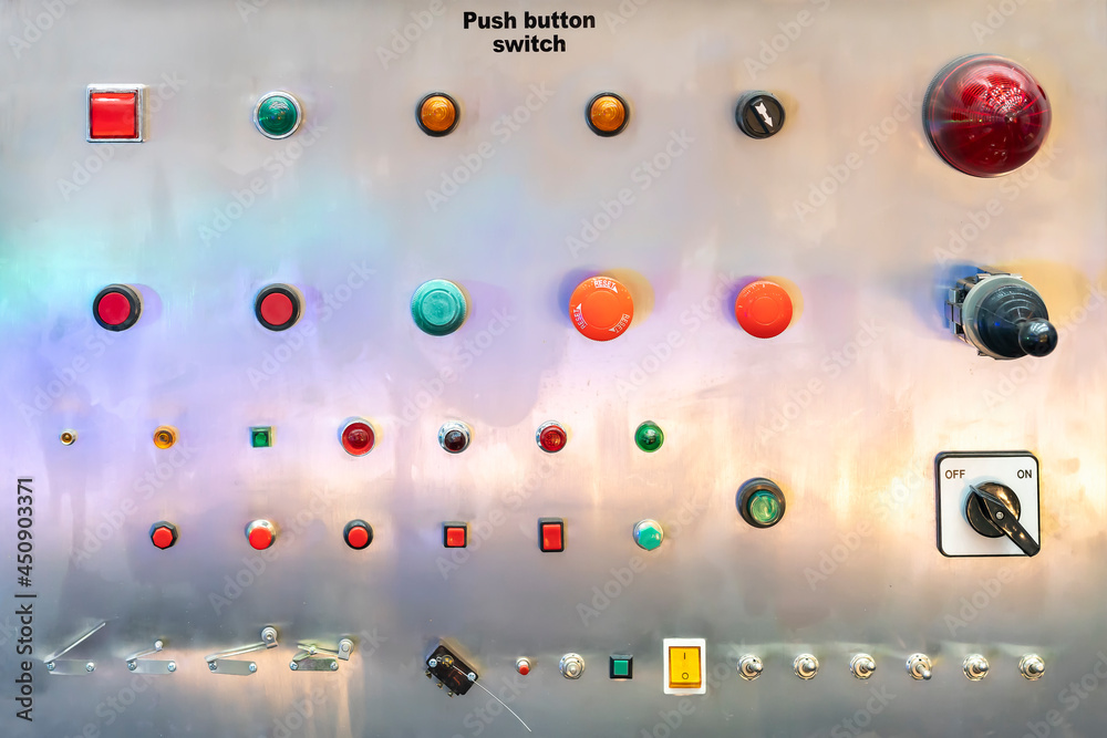 Various electric power control push button switch and status lamp ...