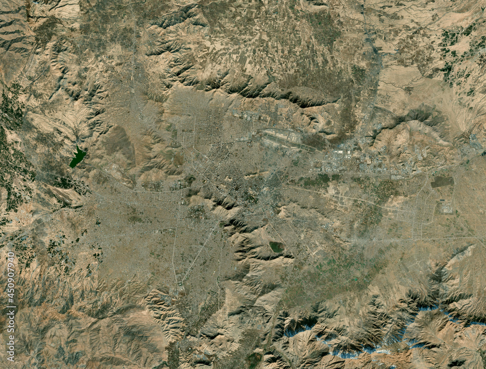 Map of Kabul, streets, map of the capital. Satellite view. Afghanistan ...