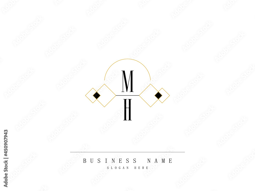 Letter MH Logo, Creative mh Logo Template with Creative Line Art ...