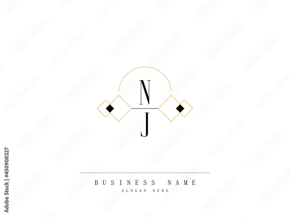 Letter NJ Logo, Creative nj Logo Template with Creative Line Art ...
