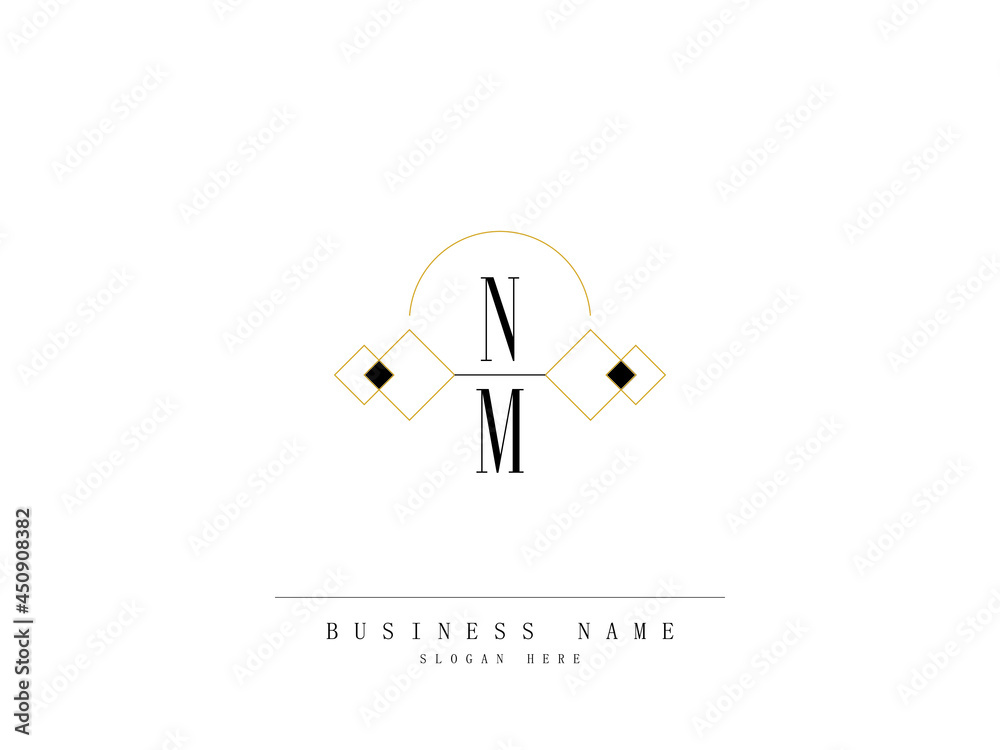 Letter NM Logo, Creative nm Logo Template with Creative Line Art ...