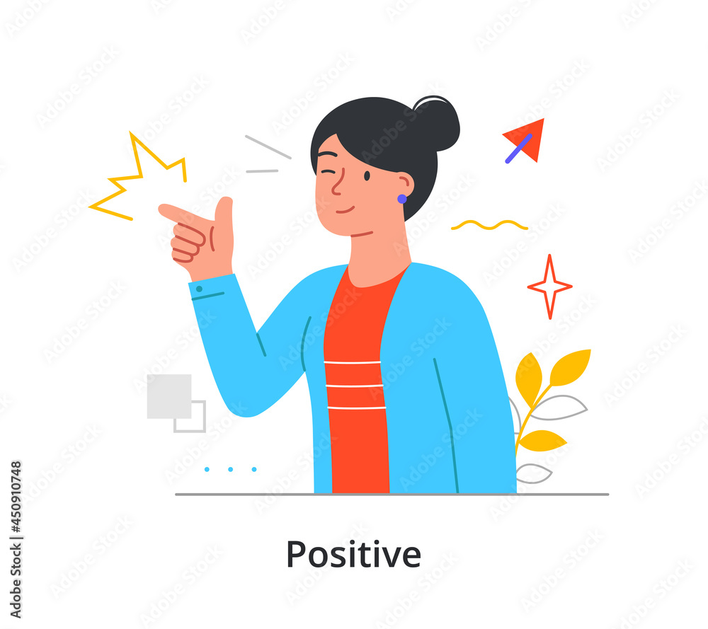 Winking female character is showing approval gesture with her finger on ...