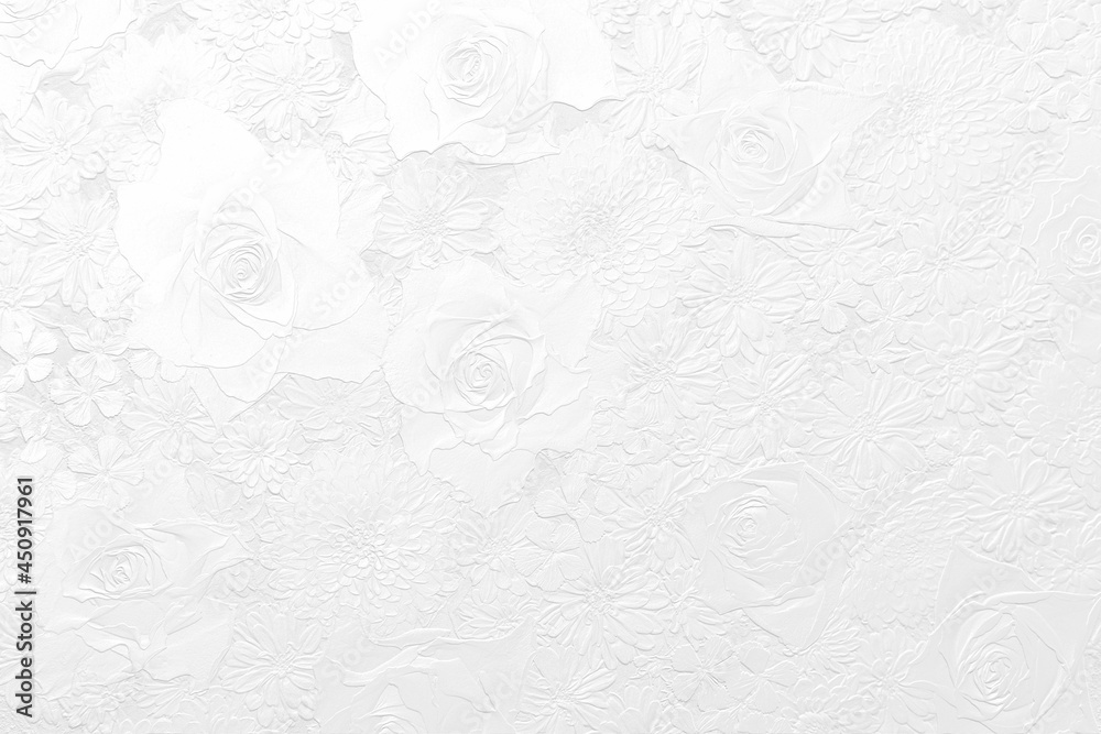 Embossed flower background. Dahlia, rose, dianthus. 3D illustration. 3D ...