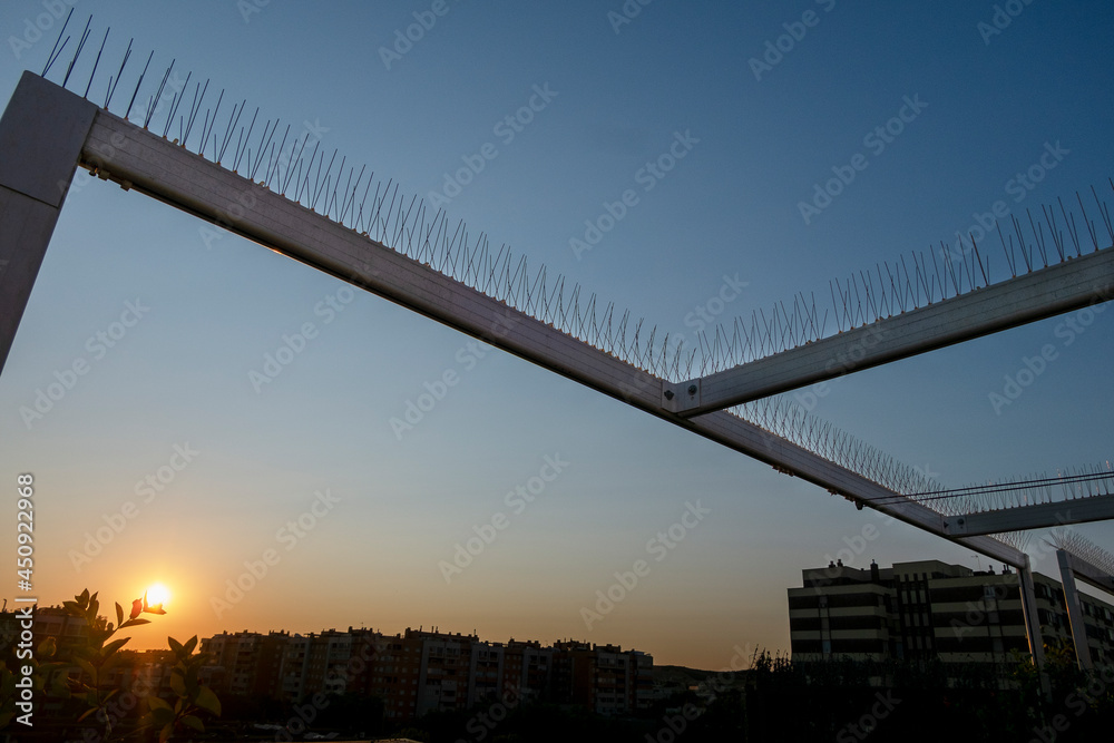 steel spikes on metal structures such as awnings, cornices and building ...