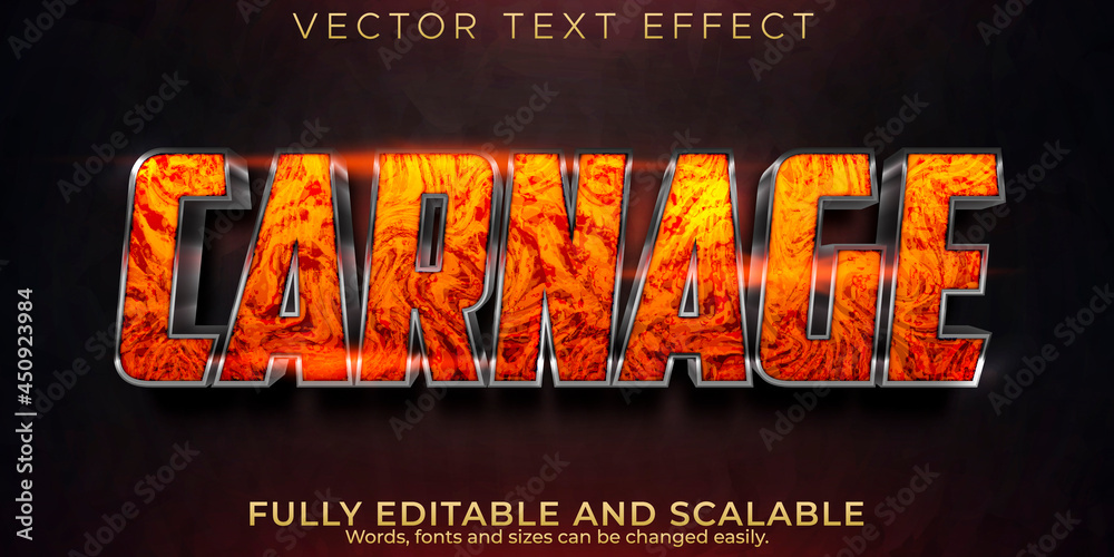 Carnage text effect, editable fire and hell text style Stock Vector ...