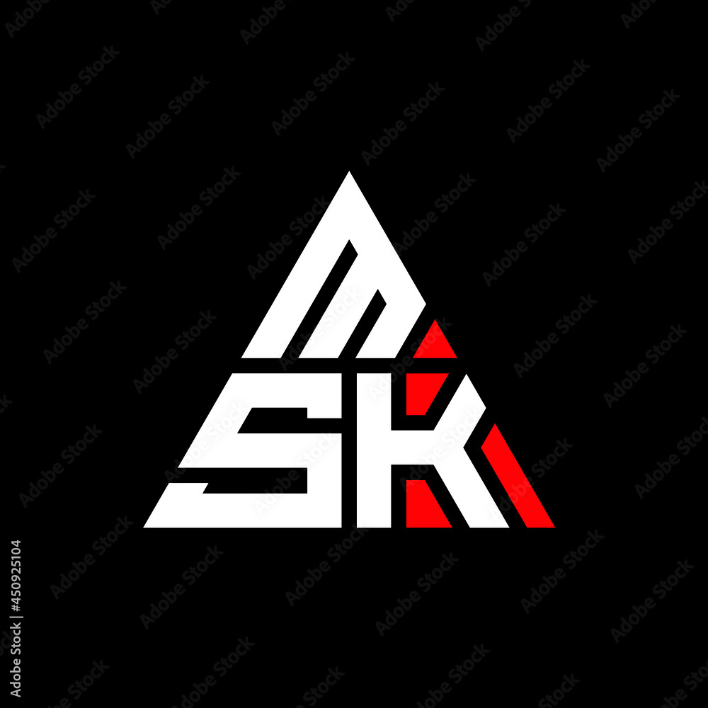 MSK triangle letter logo design with triangle shape. MSK triangle logo ...