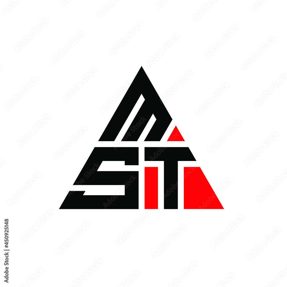 MST triangle letter logo design with triangle shape. MST triangle logo ...