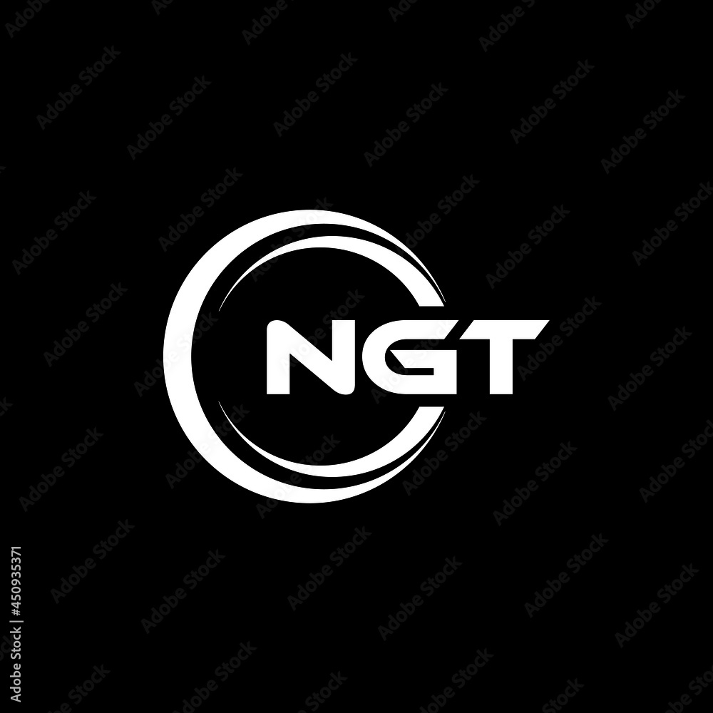 NGT letter logo design with black background in illustrator, vector ...