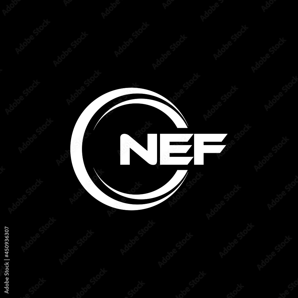 NEF letter logo design with black background in illustrator, vector ...