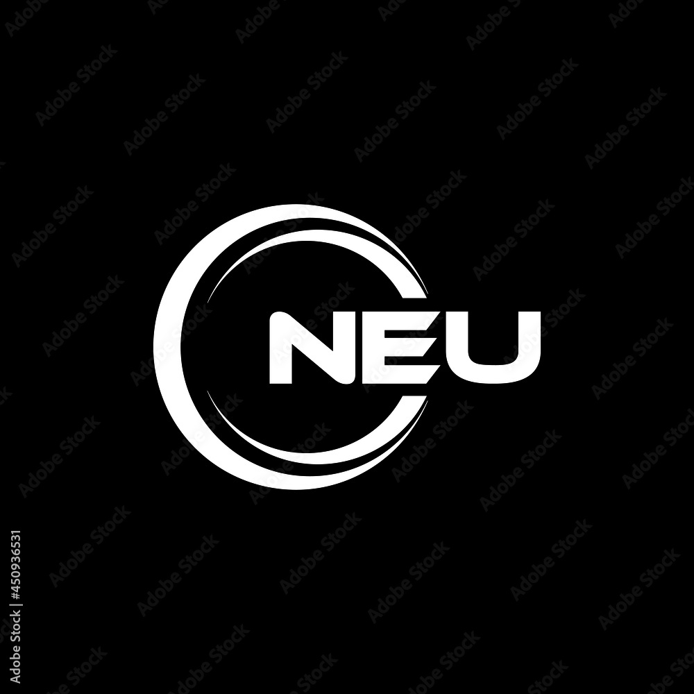 NEU letter logo design with black background in illustrator, vector ...