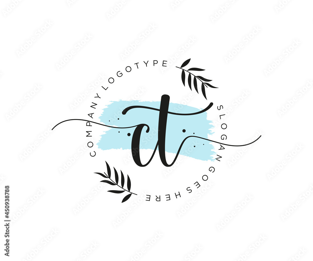 initial CT Feminine logo beauty monogram and elegant logo design ...