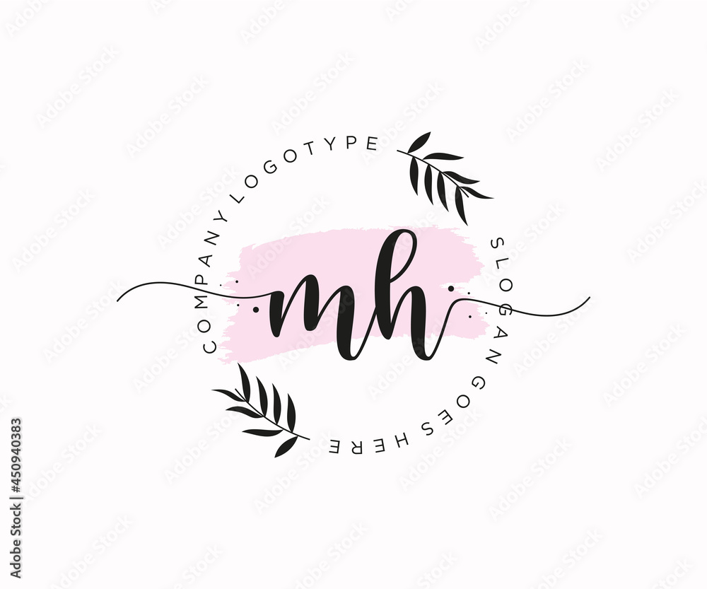 initial MH Feminine logo beauty monogram and elegant logo design ...