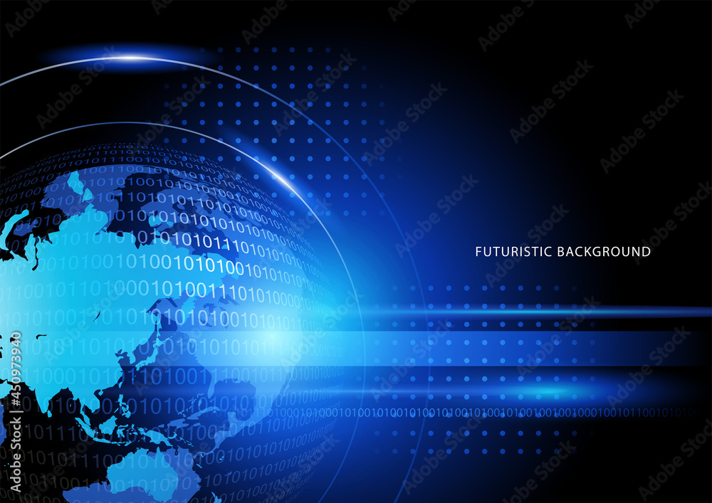 Futiristic background with planet earth and binary numbers Stock Vector ...