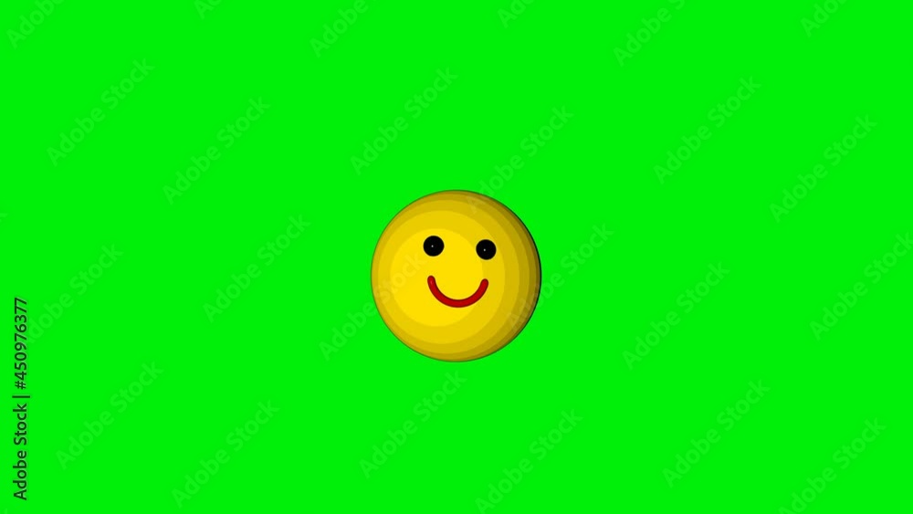 Animation of a smiling emoticon on a green background. 3D rendering ...
