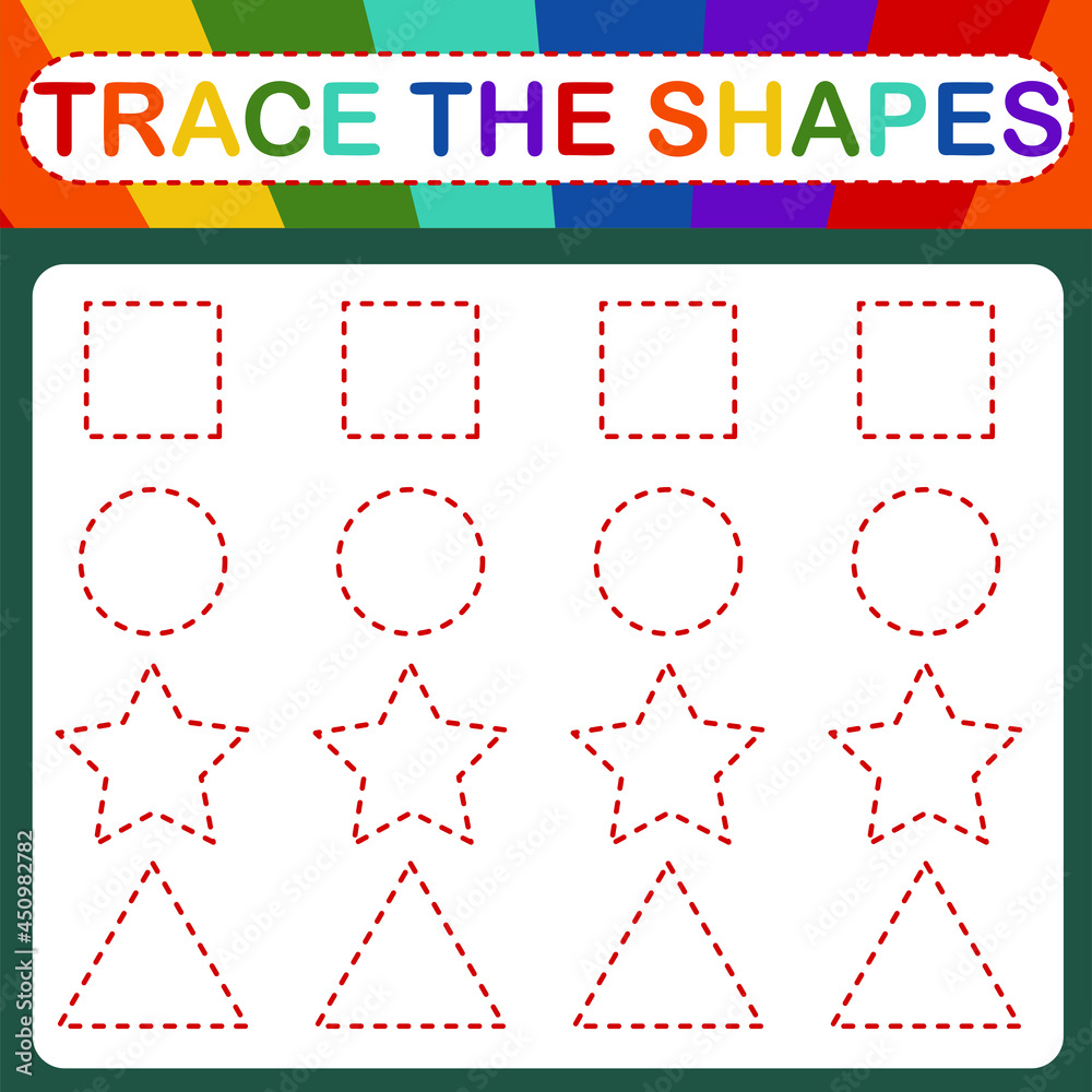 an educational children's vector game called trace the shapes ...