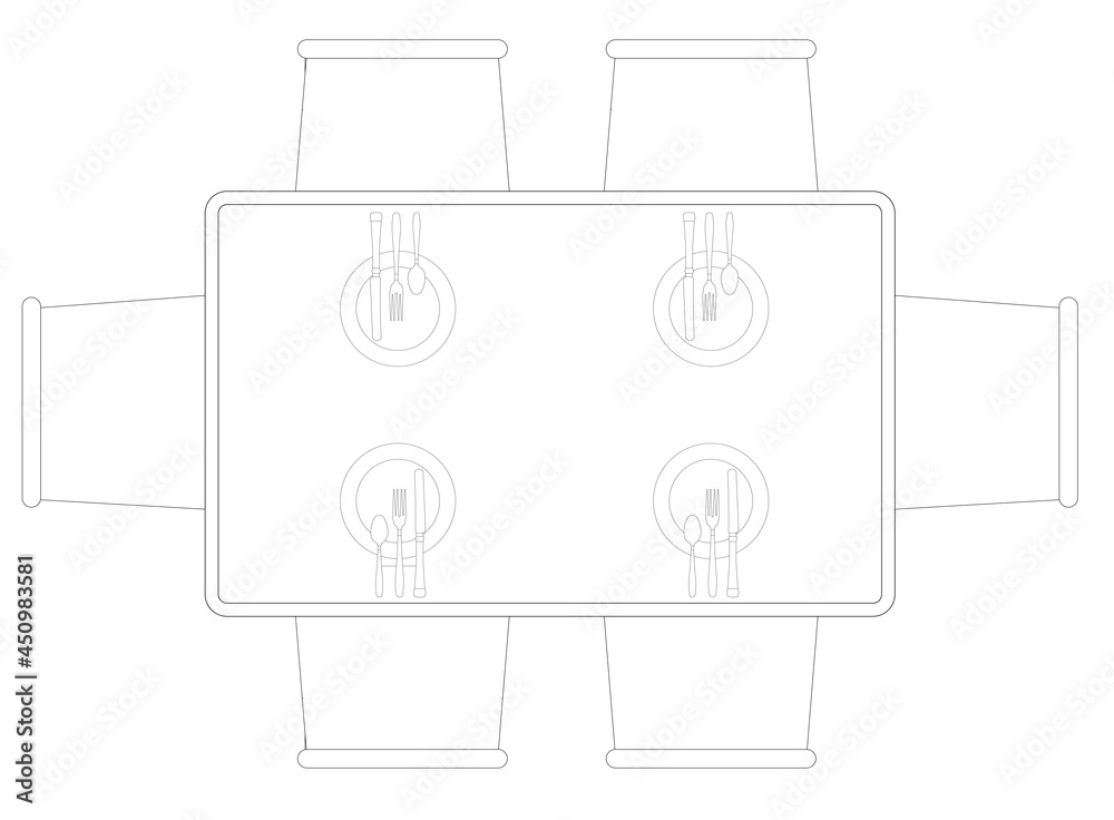 2D CAD plan drawing various sizes and designs of dining table and ...