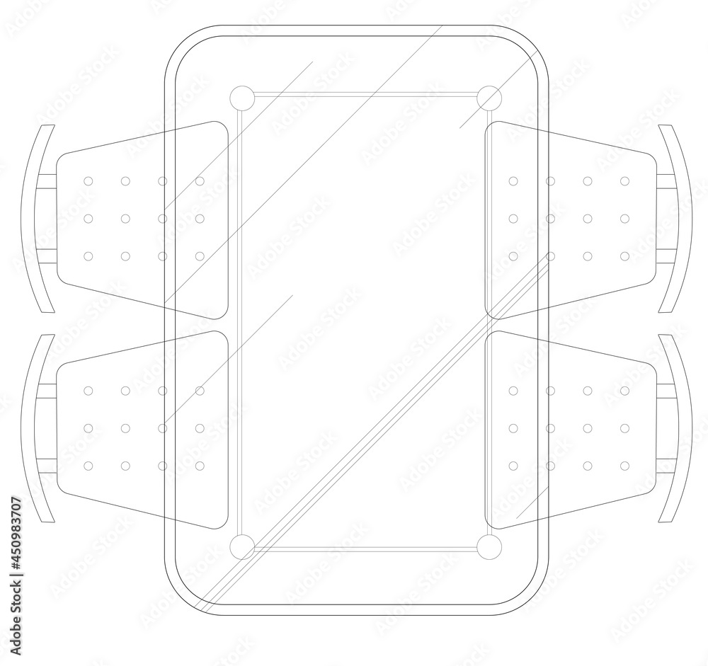 2D CAD plan drawing various sizes and designs of dining table and ...