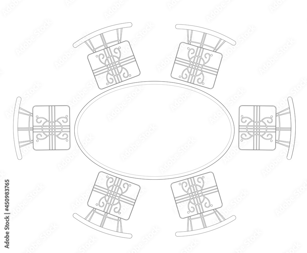 2D CAD plan drawing various sizes and designs of dining table and ...