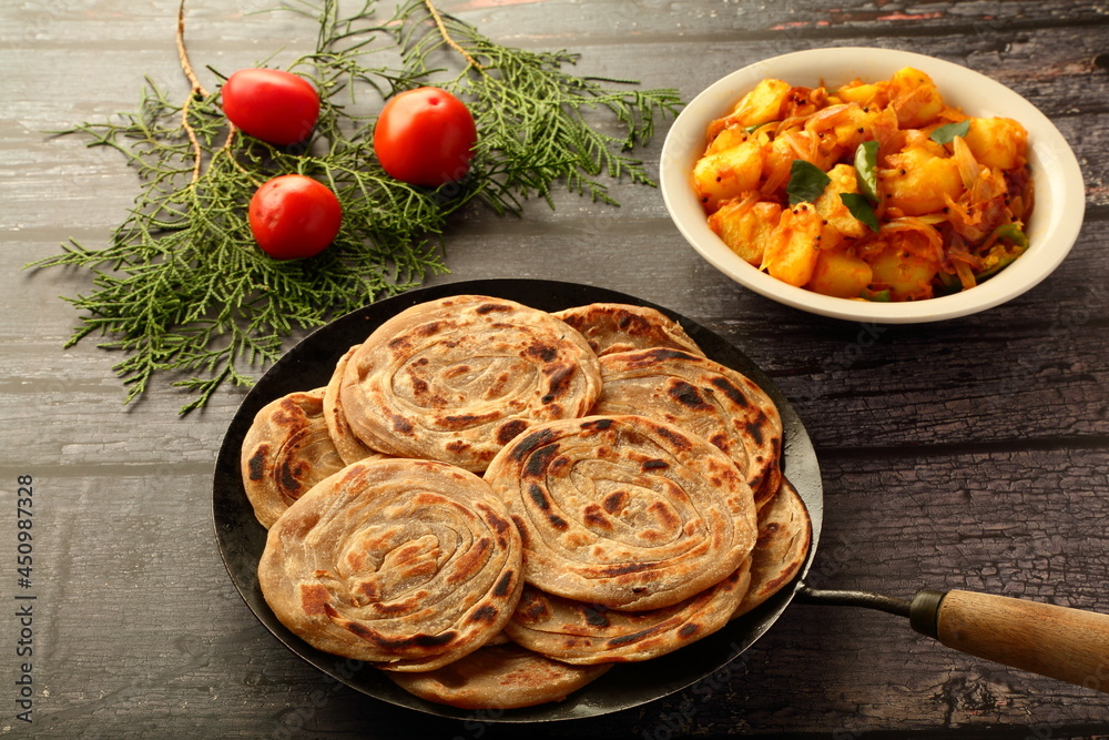 Indian food cuisine- healthy organic whole wheat paratha, porota ...